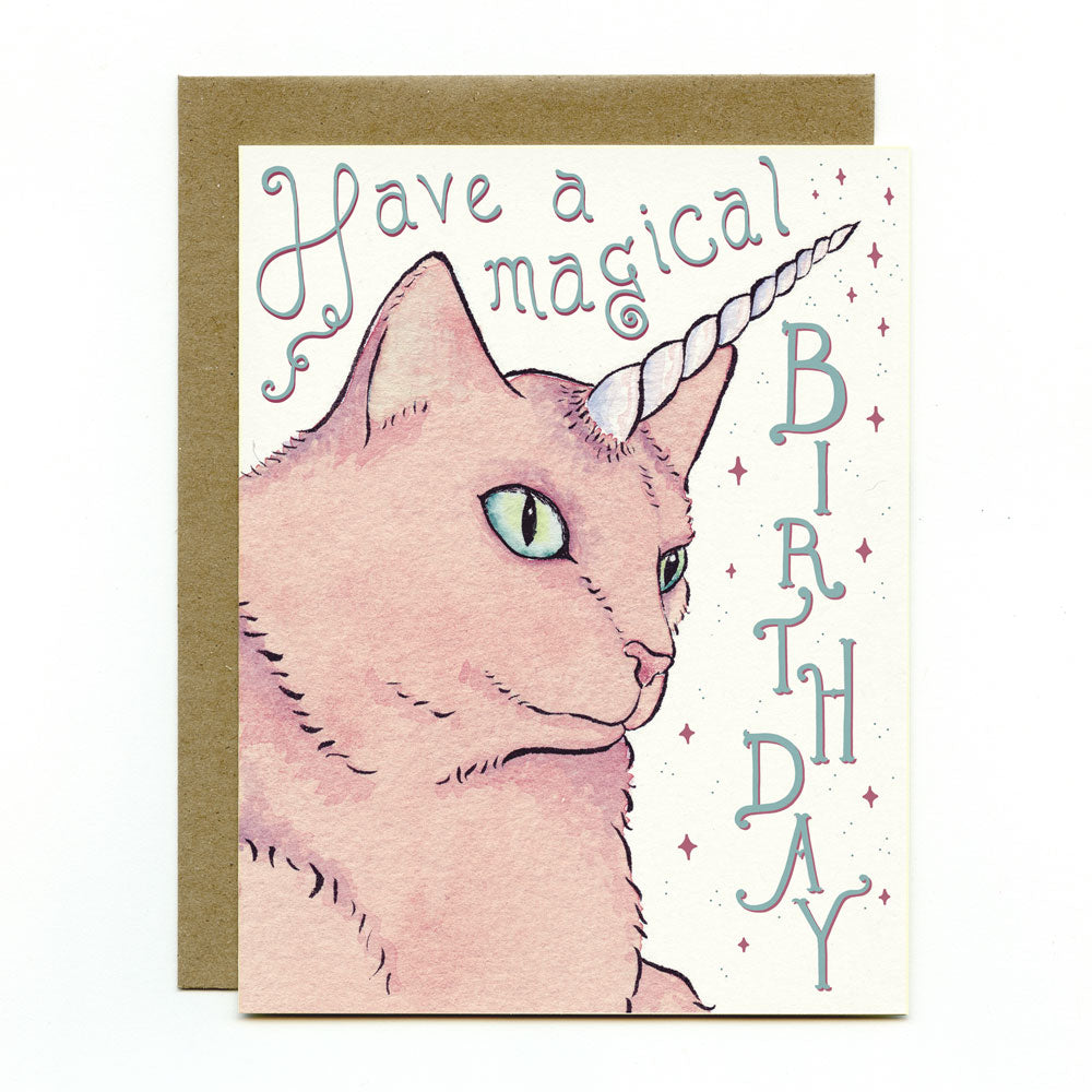 Pink Caticorn birthday card – Bee's Knees Industries