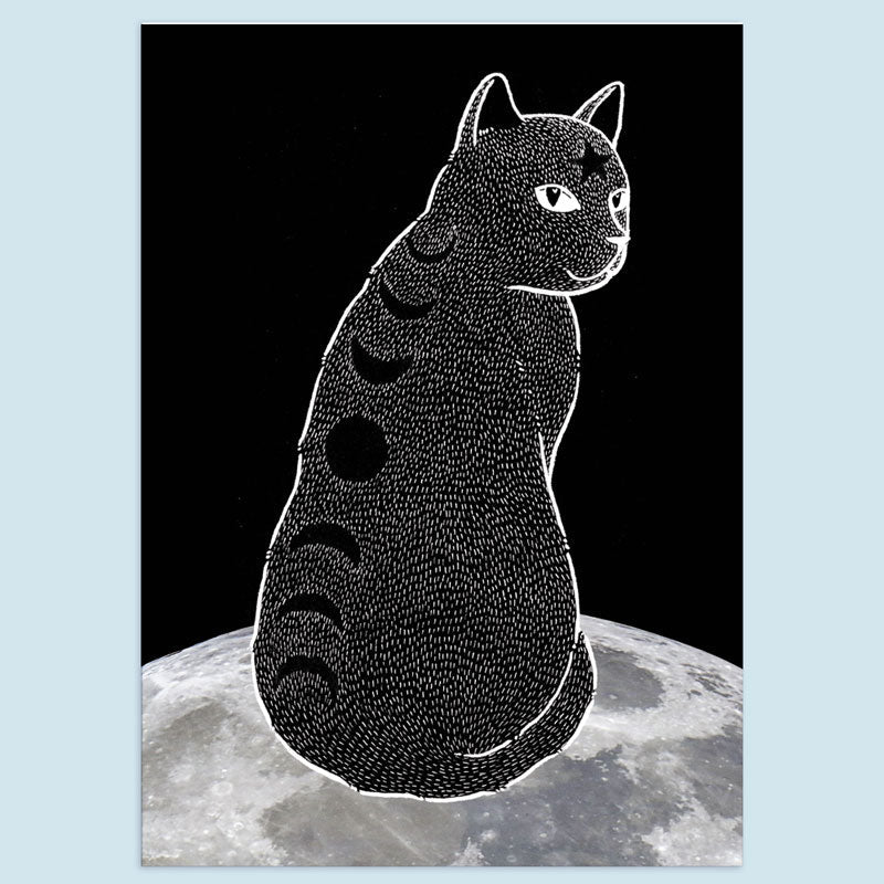 SALE Moon Phase Cat Mini Print – Bee's Knees Industries
