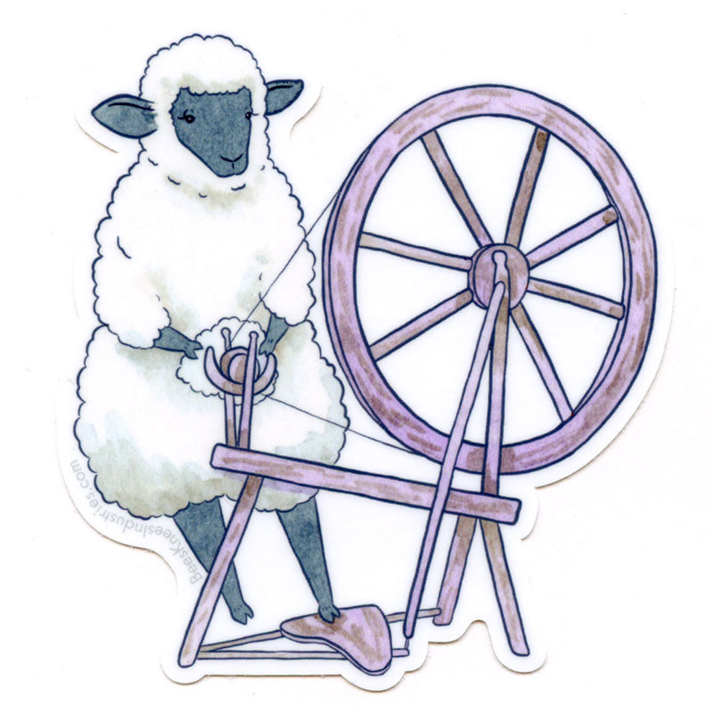 Spinning Wheel Sheep sticker – Bee's Knees Industries